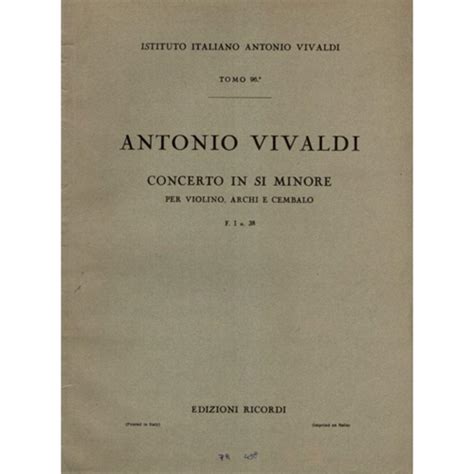Antonio Vivaldi Concerto Em Si Menor Vol 96 Para Violino Cordas E