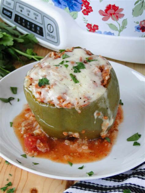 Crock Pot Stuffed Peppers Heather S Homemade Kitchen