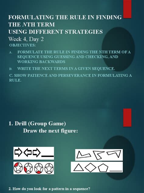 formulating the rule in finding the nth term day2 pdf mathematics