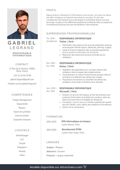 Exemples De Cv Professionnel Pour Word Mac Et Pdf