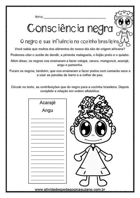 20 De Novembro Consciência Negra 7E0 Consciência negra Atividades