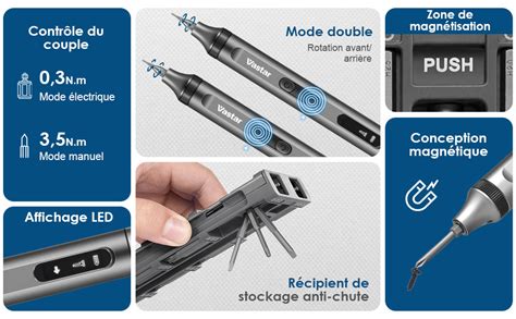 Vastar Tournevis Tournevis de Precision électrique 52 en 1 Sans Fil