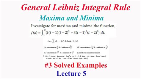 leibniz integral rule lecture 5 maxima and minima 3 solved examples youtube