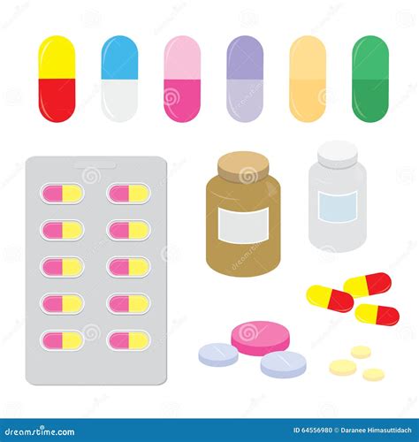 Drug Medicine Panel Pill Dose Capsule Heal Treatment Cartoon Vector