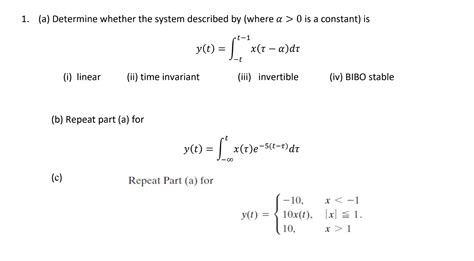 solved 1 a determine whether the system described by