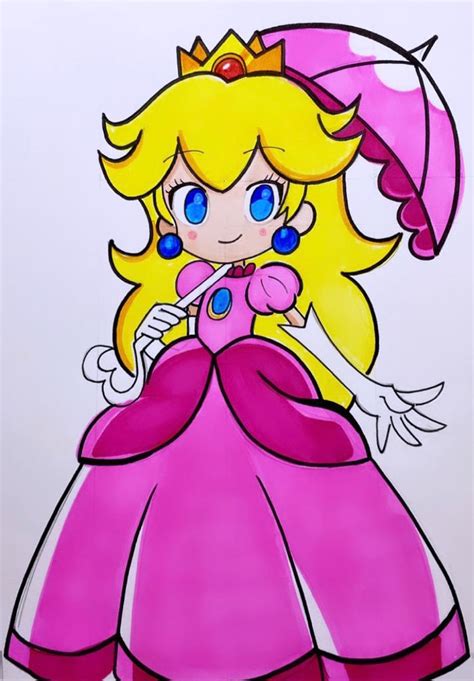 Como Dibujar Y Pintar A La Princesa Peach Con Plumones Paso A Paso