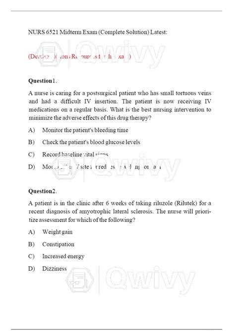 NURS 6521N Midterm Exam Advanced Pharmacology 2022 Pharmacology
