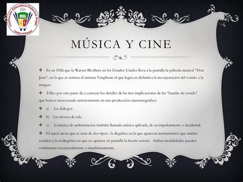 MÚSICA Y CINE La música es el arte mediante el cual se expresan