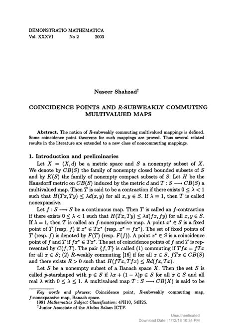 pdf coincidence points and r subweakly commuting multivalued maps