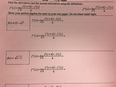 solved find the derivatives and the second derivatives using