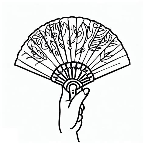 Dibujos De Una Mano Sosteniendo Un Abanico Para Colorear Para Colorear