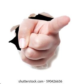 Woman Hand Pointing Index Finger Touching Stock Photo 590426636
