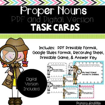 Proper Noun Task Cards Digital Version Included By Primary Scribbles