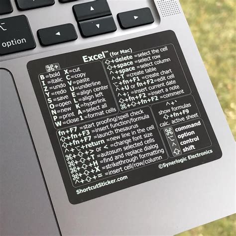 Buy Excel For Mac Cheat Sheet Reference Guide Shortcut Sticker Black