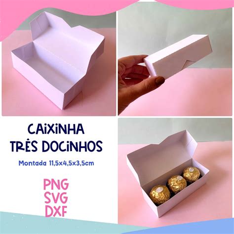 arquivo digital MOLDE UNITÁRIO CAIXA para 3 DOCINHOS Ilustra Cin