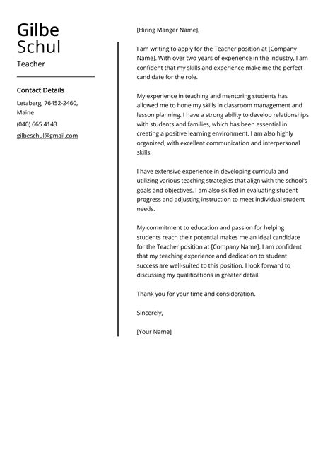 Teacher Cover Letter Examples Template 20 Tips