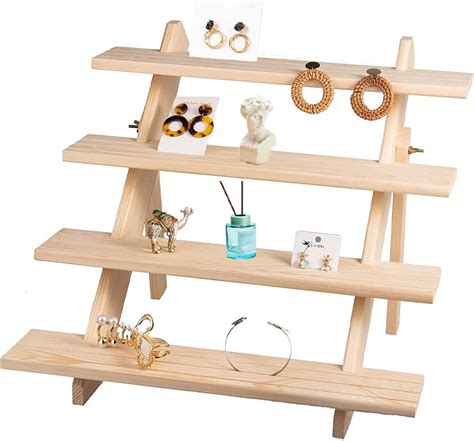 Kamenda 4 Niveaux Présentoir Étagères en Bois Porte Bijoux pour
