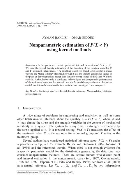 pdf nonparametric estimation of p x