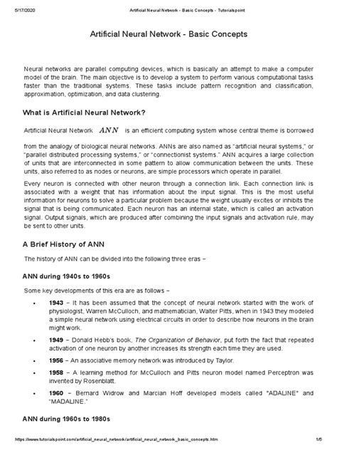 artificial neural network basic concepts tutorialspoint pdf artificial neural network