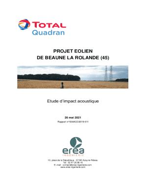 Remplissable En Ligne Etude D Impact Sur L Environnement Parc Olien De