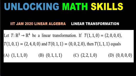 iit jam 2020 linear algebra linear transformation how to find image of a vector under a l