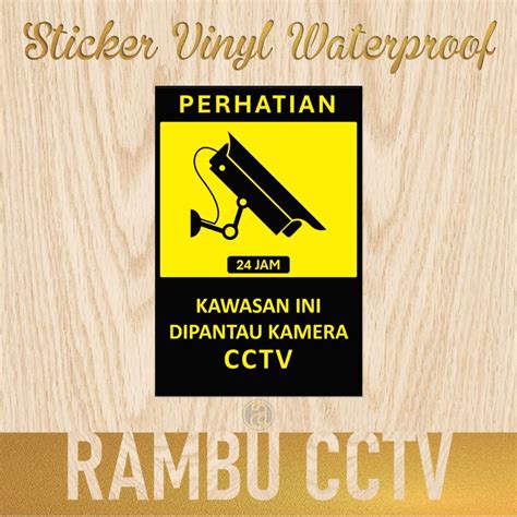 Jual Stiker CCTV 24 Jam Size 20 X 30 Cm Stiker Cctv Persegi Logo Simbol