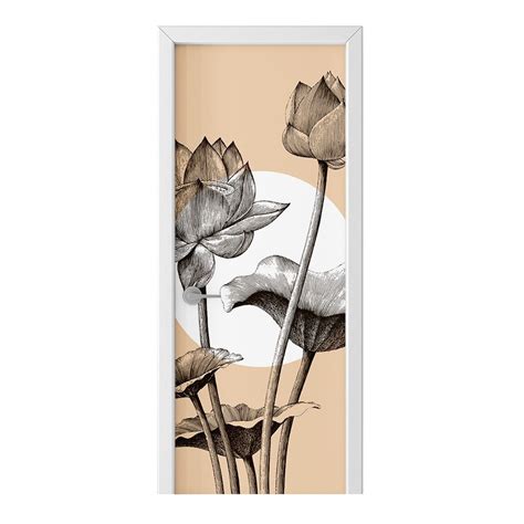 Naklejka na drzwi HOMEPRINT Wzór kwiatu lotosu 85x205 cm HOMEPRINT