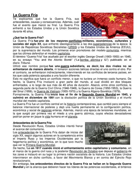 Guerra Fría Material Bibliográfico La Guerra Fría Te explicamos qué