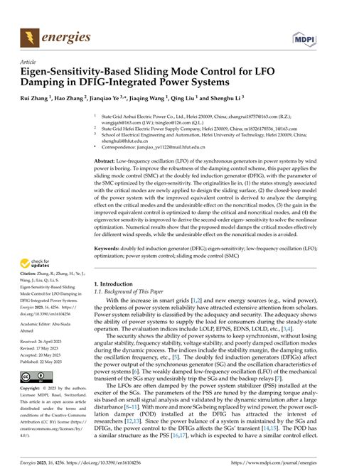 pdf eigen sensitivity based sliding mode control for lfo damping in dfig integrated power systems