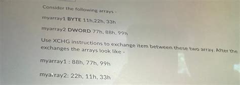 solved consider the following arrays myarray 1 byte 11