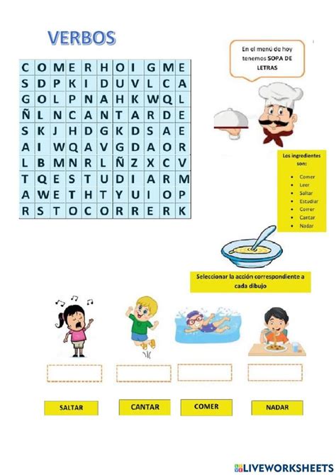 Sopa De Letras Verbos Interactive Worksheet Online Activities