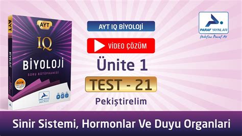 AYT IQ BİYOLOJİ ÜNİTE 1 SİNİR SİSTEMİ HORMONLAR VE DUYU ORGANLARI