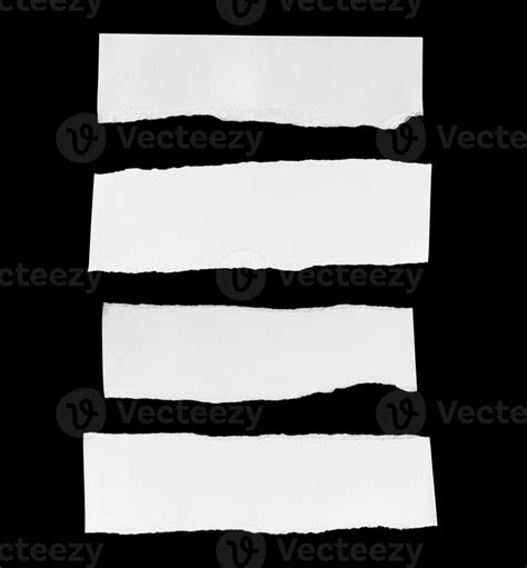 Set Of White Ripped Piece Of Paper Isolated On Transparent Background