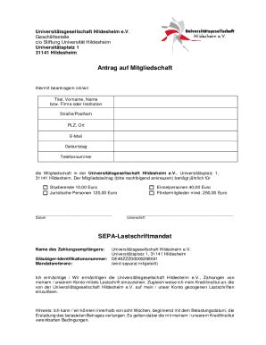 Ausf Llbar Online Antrag Auf Mitgliedschaft Sepa Lastschriftmandat Fax