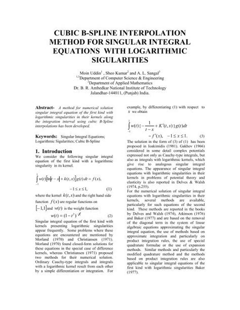 cubic b spline interpolation method for singular integral equations