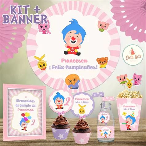 Kit Imprimible Plim Plim Nena Banner Circular Fondo Mesa