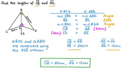 question video using the congruence between triangles to find the length of line segments nagwa