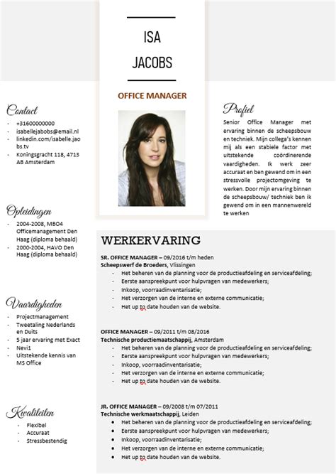 CV Voorbeeld 36 Eenvoudig Een Professioneel CV Maken Gratis