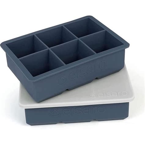 Lot de 2 grands bacs à glaçons carrés en silicone avec couvercle
