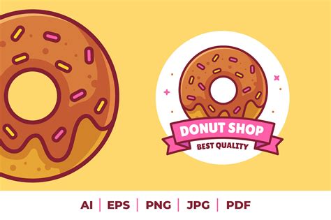 Donut Shop Vector Logo Design Template Gráfico por Akito Studio