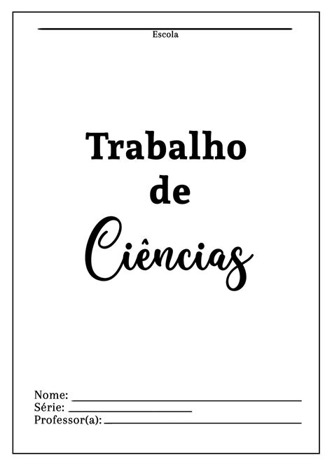 Capa simples para trabalho grátis em 2024 Trabalho de ciencias capa