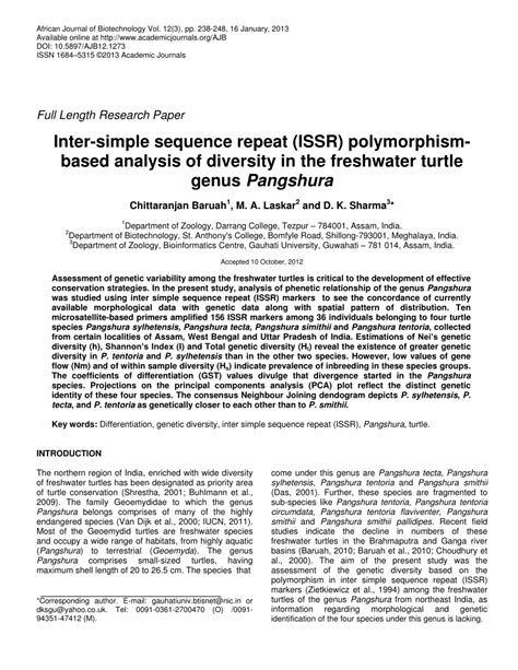 pdf inter simple sequence repeat issr polymorphism based analysis of diversity in the