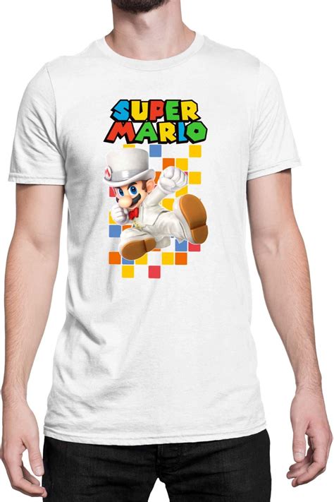 Mario White Smoking męska koszulka Super Mario Bros Luigi Bowser Man
