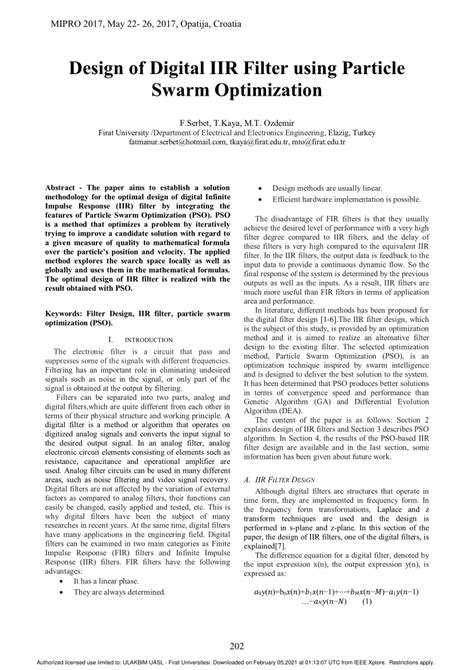 pdf design of digital iir filter using particle swarm optimization