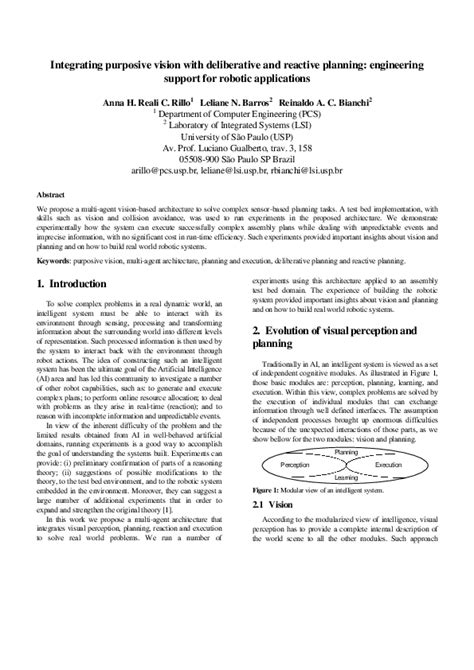 pdf integrating purposive vision with deliberative and reactive planning engineering support