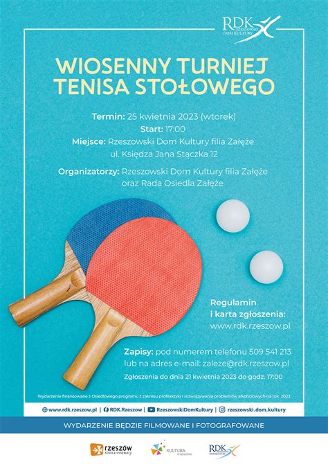 25 KWIETNIA 2023 WIOSENNY TURNIEJ TENISA STOŁOWEGO Rzeszowski Dom