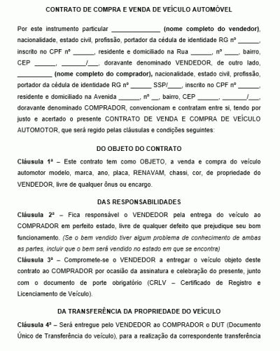 Pilhagem Segmento Girassol Modelo De Contrato De Compra E Venda De Moto