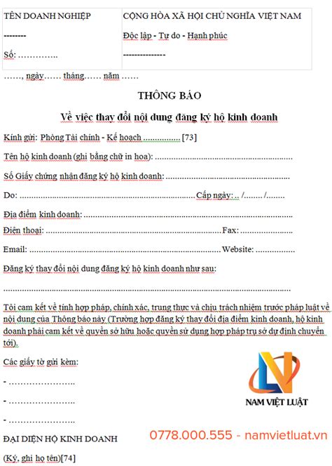 M U Th Ng B O V Vi C Thay I N I Dung Ng K H Kinh Doanh