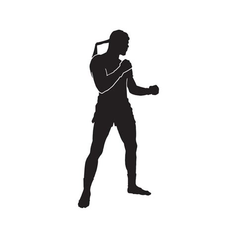 Male Muay Thai Martial Arts Fighter Vector Silhouette 13080965 Vector