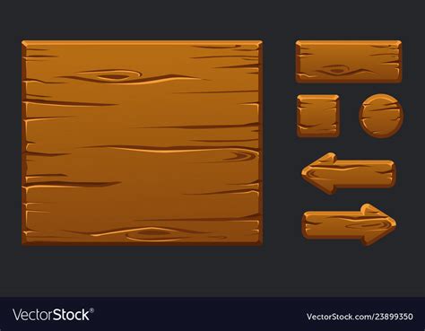 Game Ui Kit Template Wooden Menu Royalty Free Vector Image